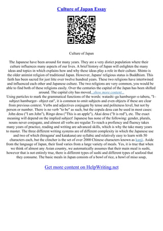 Essay On Japanese Culture | PDF