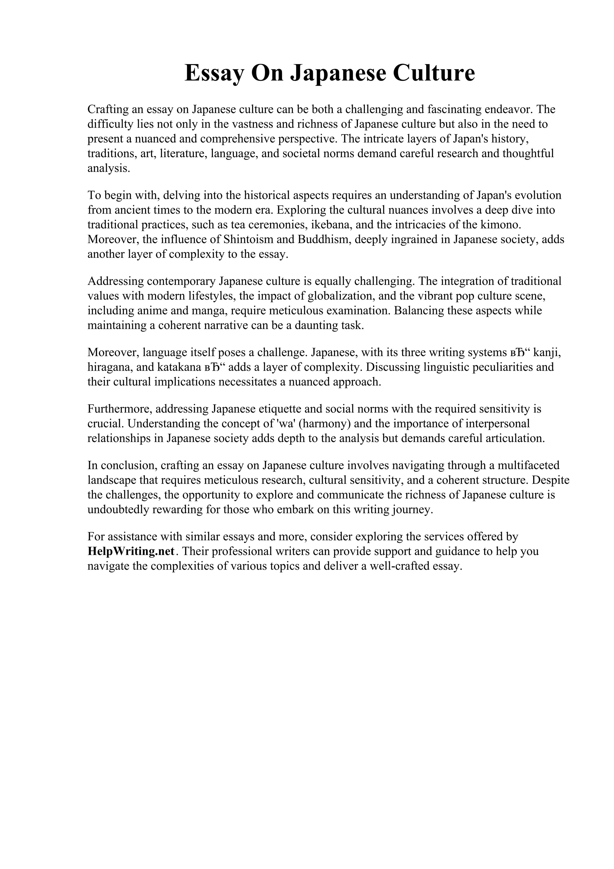 Essay On Japanese Culture | PDF