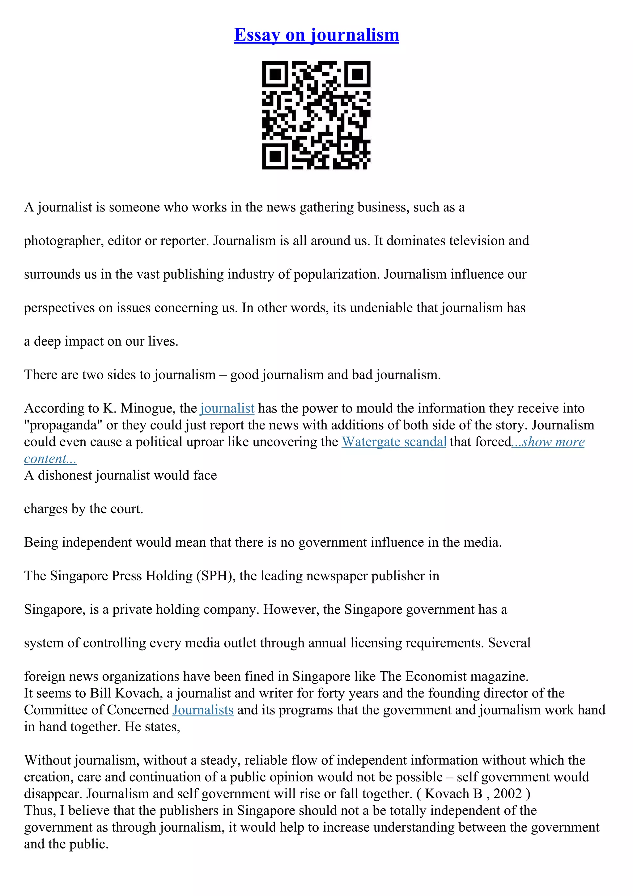Essay On Journalism | PDF