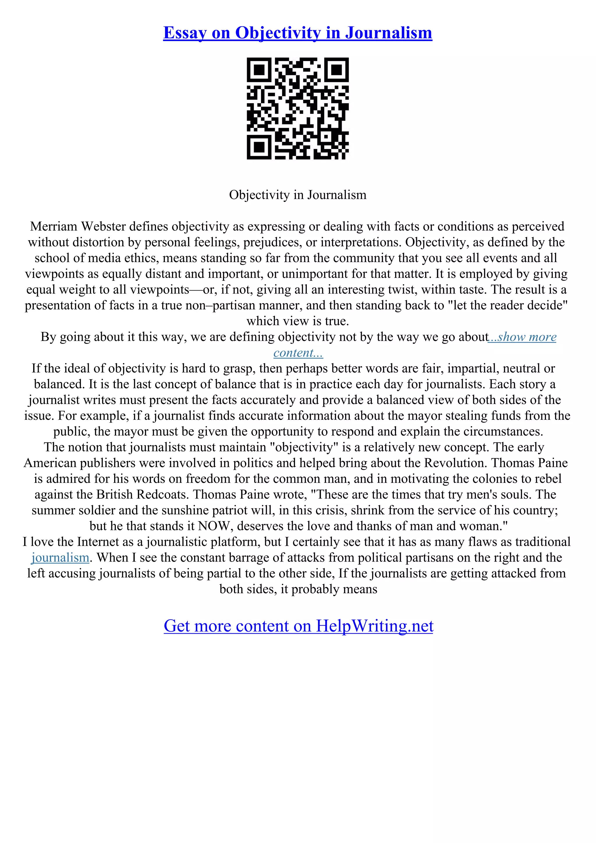 Essay On Journalism | PDF