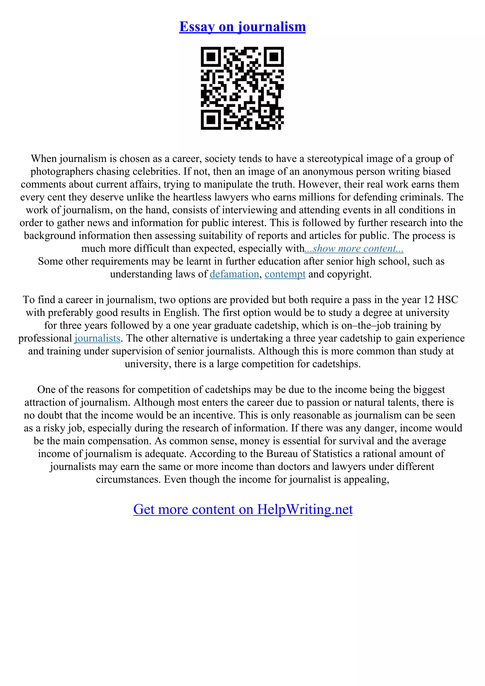 Essay On Journalism | PDF