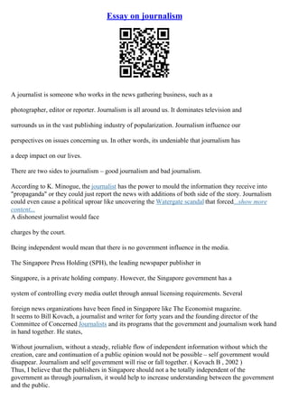 Essay On Journalism | PDF