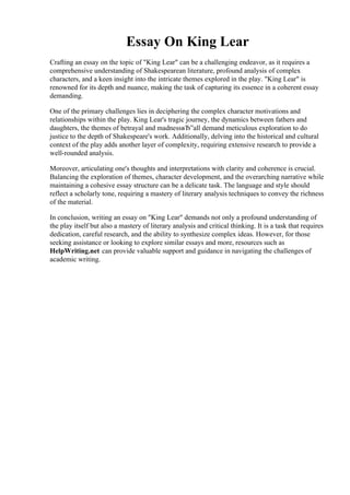 Essay On King Lear | PDF