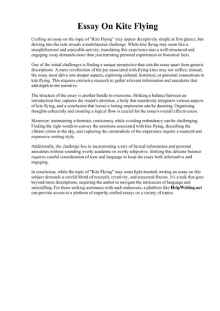 Essay On Kite Flying. Unforgettable The Kite Runner Essay Thatsnotus | PDF