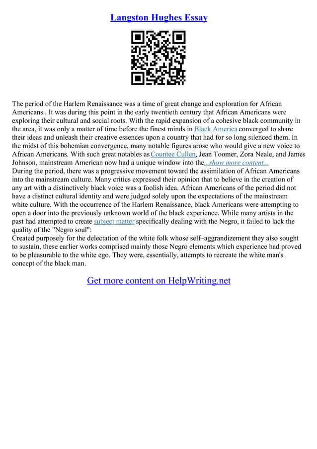 Essay On Langston Hughes | PDF