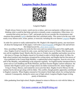Essay On Langston Hughes | PDF | Poetry | Books and Literature