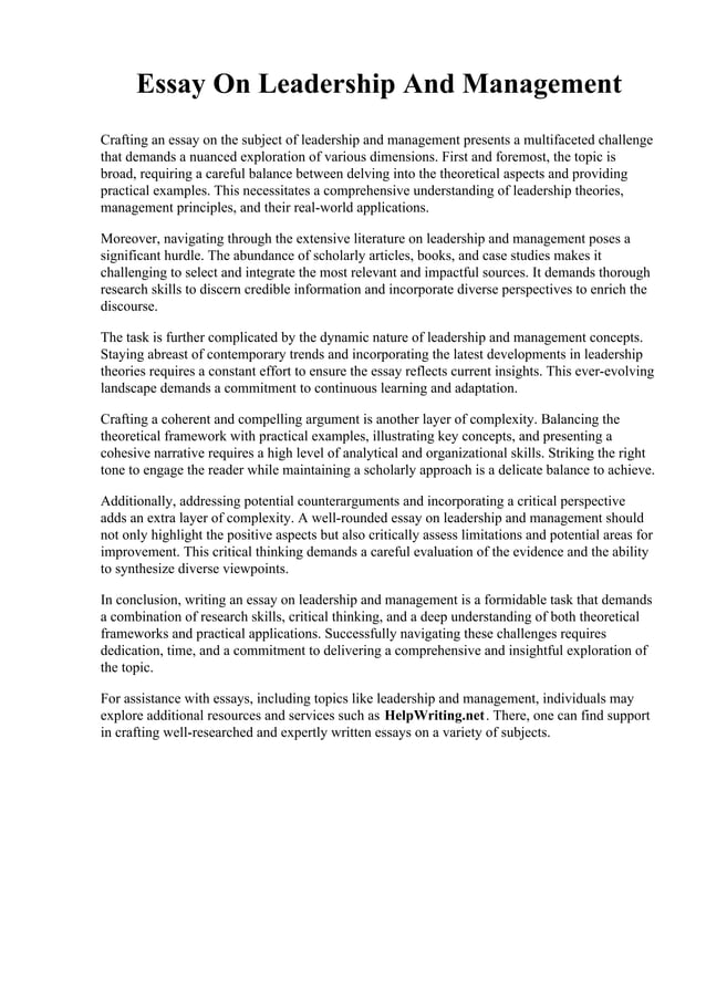 Essay On Leadership And Management.pdf