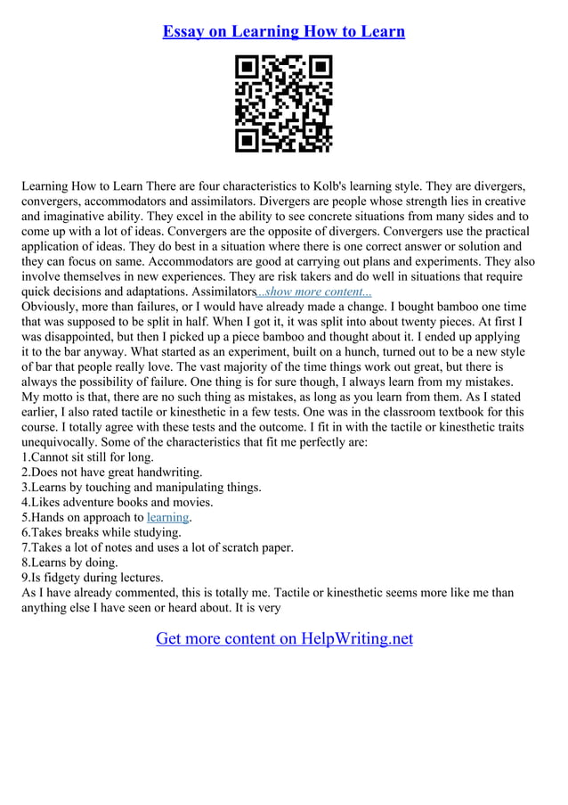 Essay On Learning | PDF