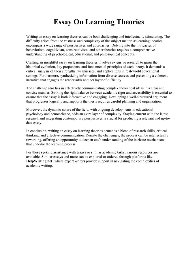 Essay On Learning Theories. Gaston College | PDF