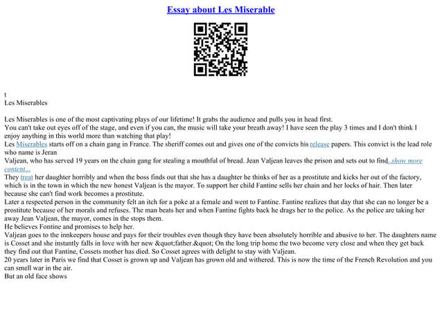 Essay On Les Miserables | PDF