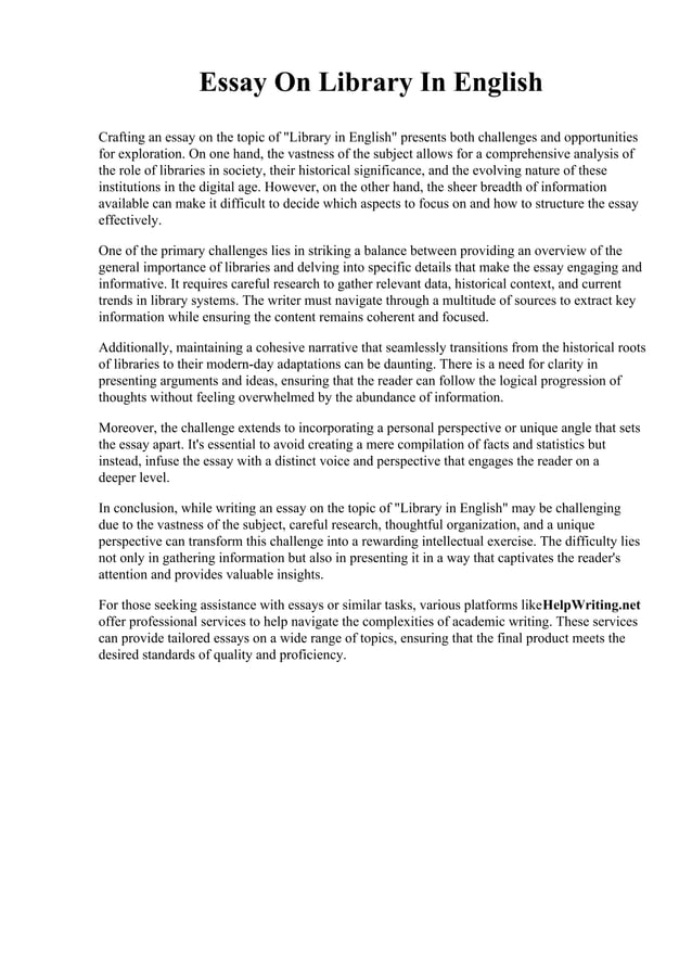 Essay On Library In English.pdf | Homework and Study | Education