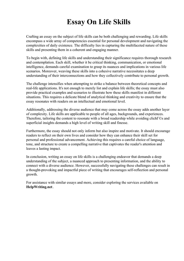 Essay On Life Skills. San Diego Miramar College | PDF