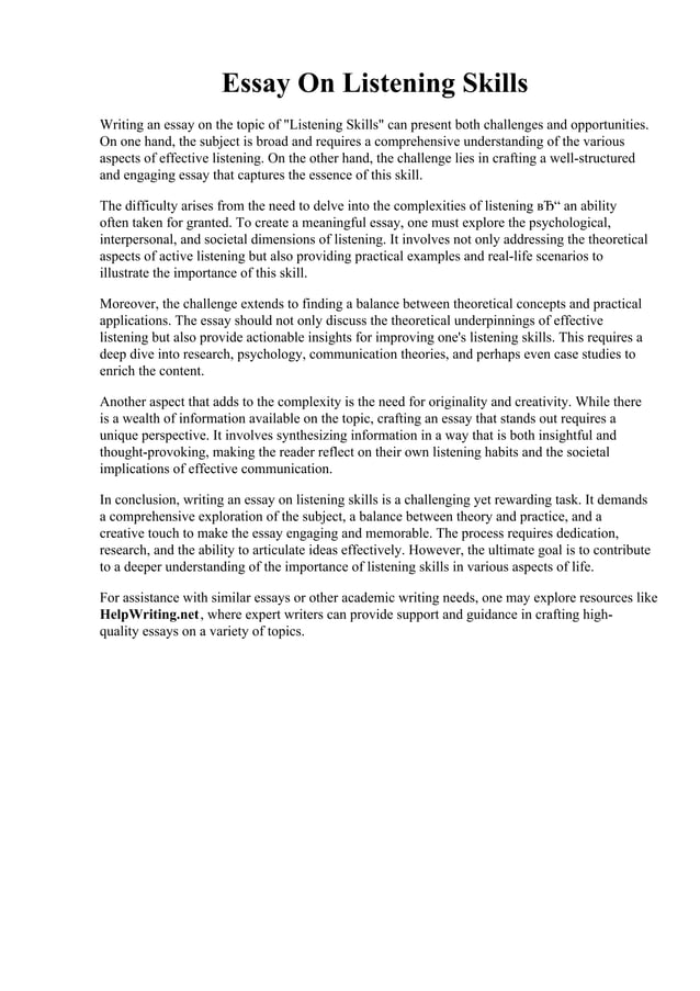 Essay On Listening Skills | PDF