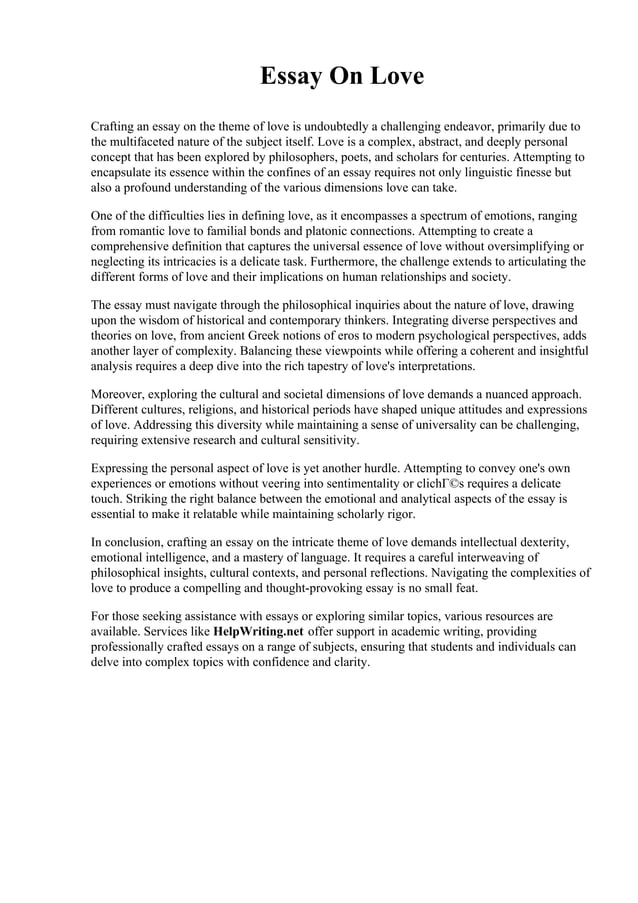 Essay On Love.pdf | Dating | Family and Relationships
