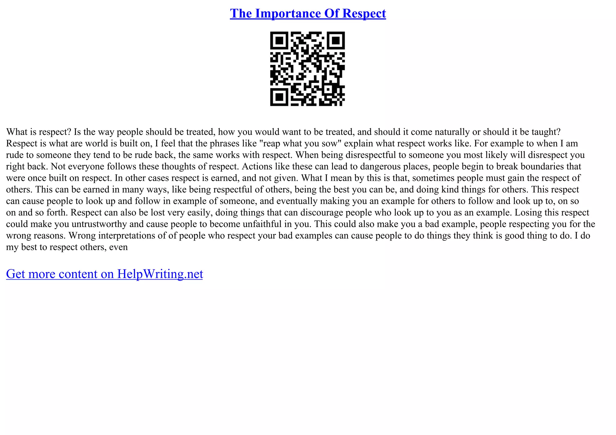 Essay On Love And Respect | PDF