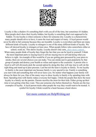 Essay On Loyalty | PDF