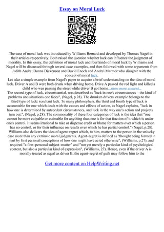 Essay On Luck | PDF