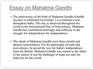 Essay on mahatma gandhi | PPT