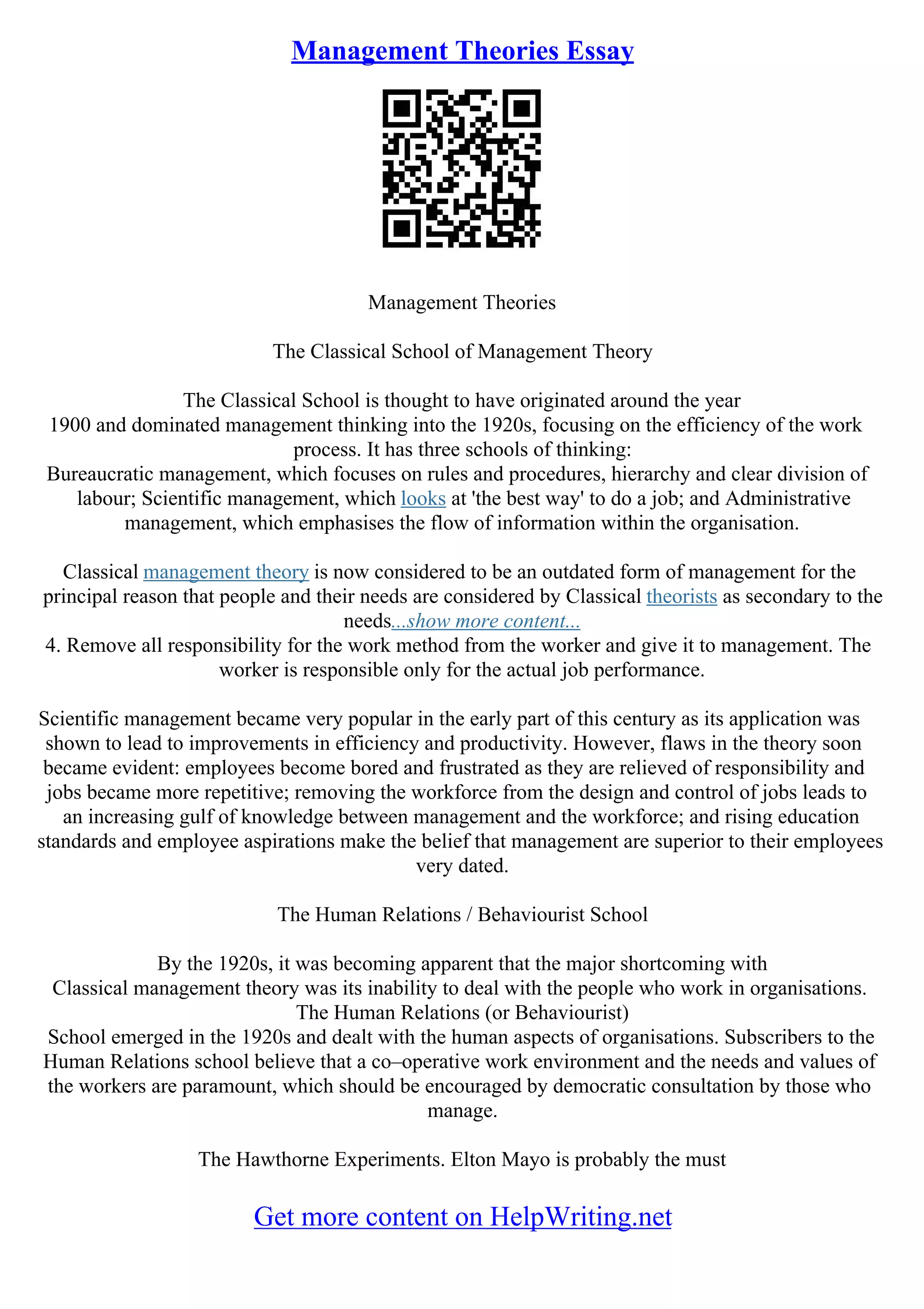 Essay On Management | PDF