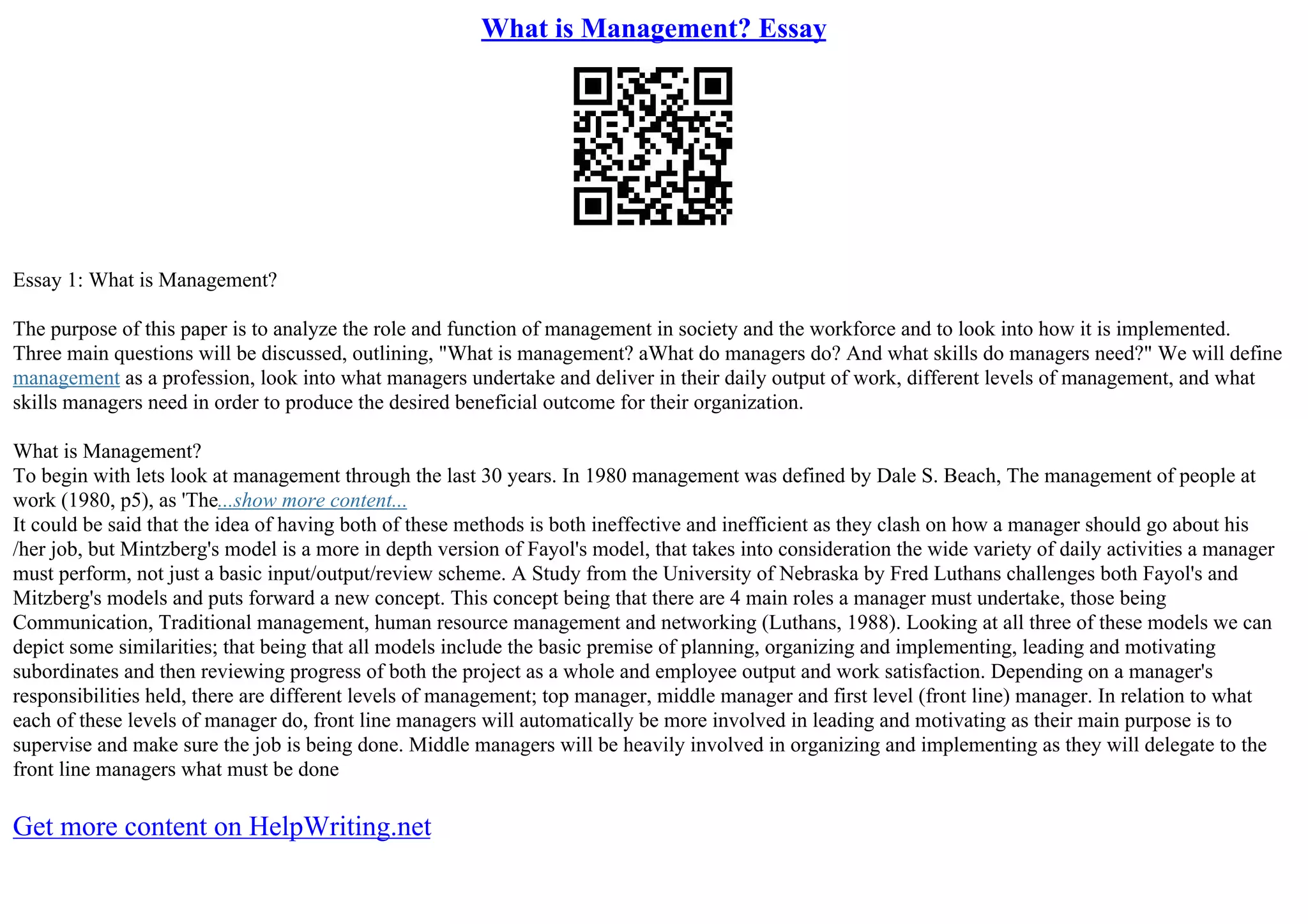 Essay On Management | PPT