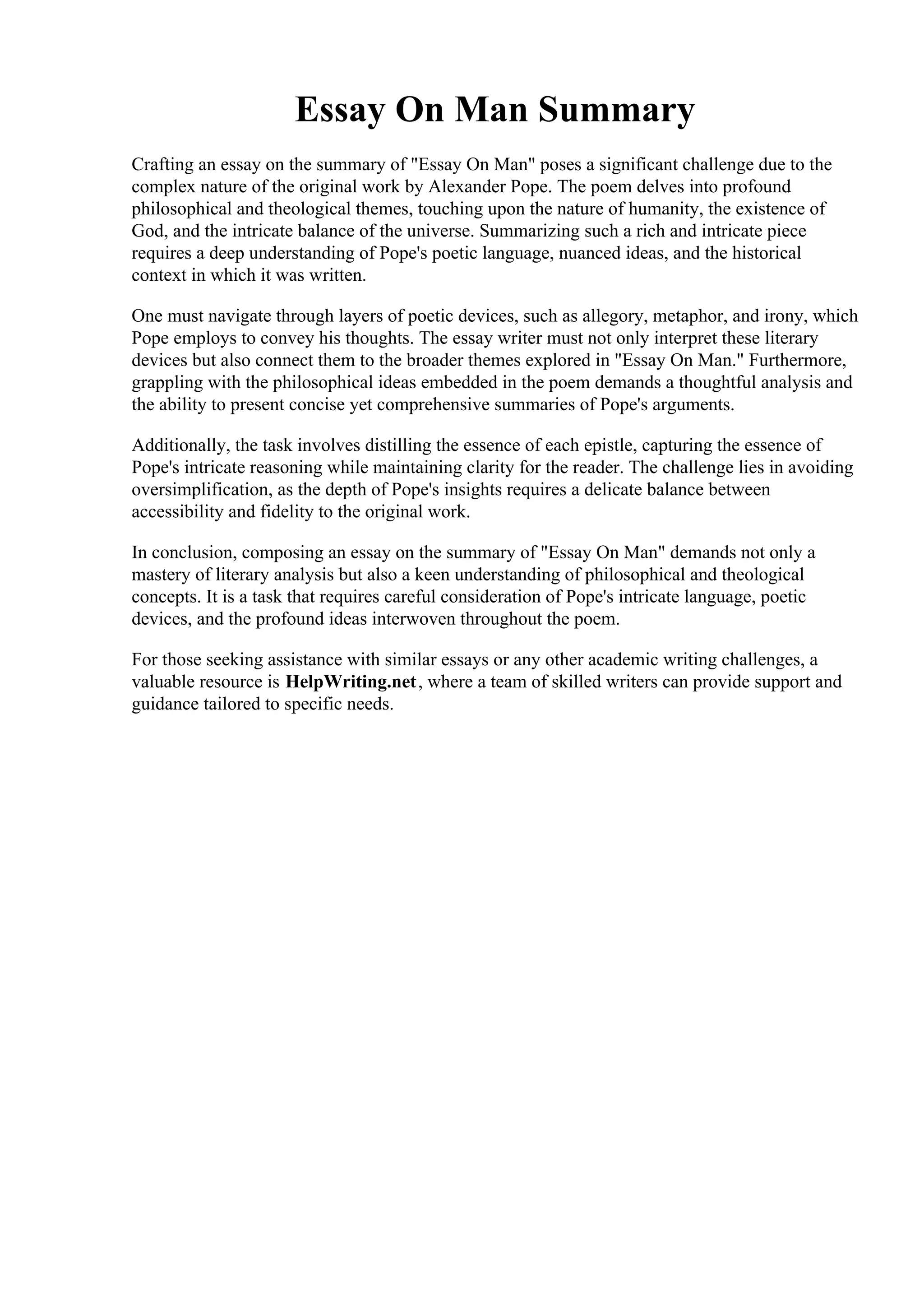 Essay On Man Summary | PDF