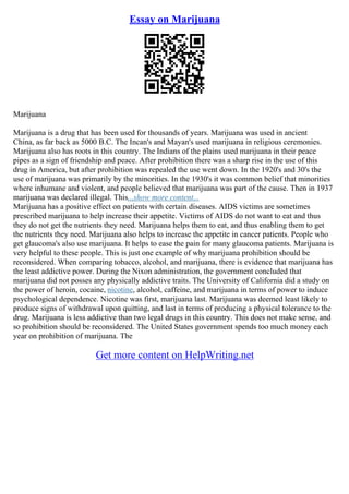Essay On Marijuana | PDF