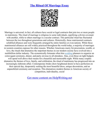 Essay On Marriage Ceremony | PDF