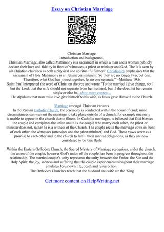 Essay On Marriage Ceremony | PDF