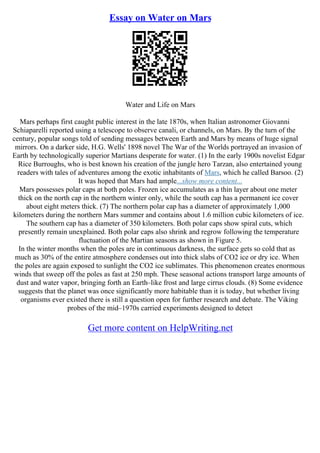 Essay On Mars Planet | PDF