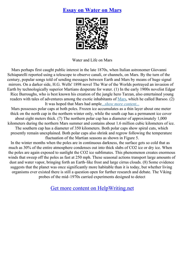 Essay On Mars Planet | PDF