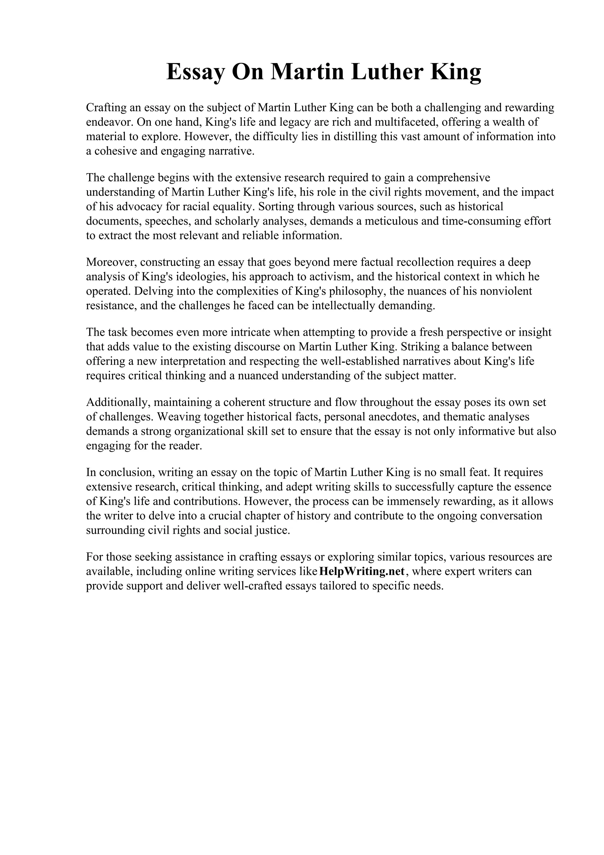 Essay On Martin Luther King | PDF