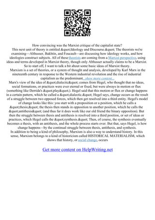 Essay On Marxism | PDF