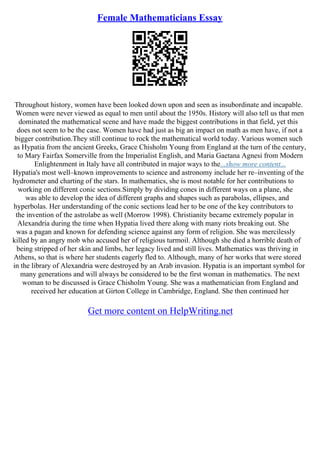 Essay On Mathematicians | PDF