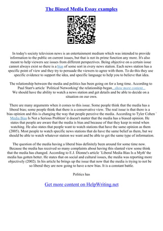 Essay On Media Bias | PDF