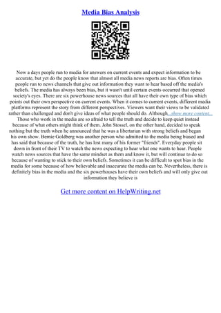 Essay On Media Bias | PDF