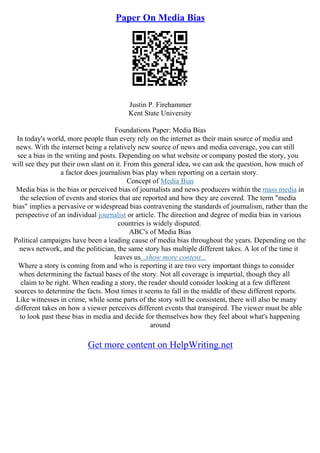 Essay On Media Bias | PDF