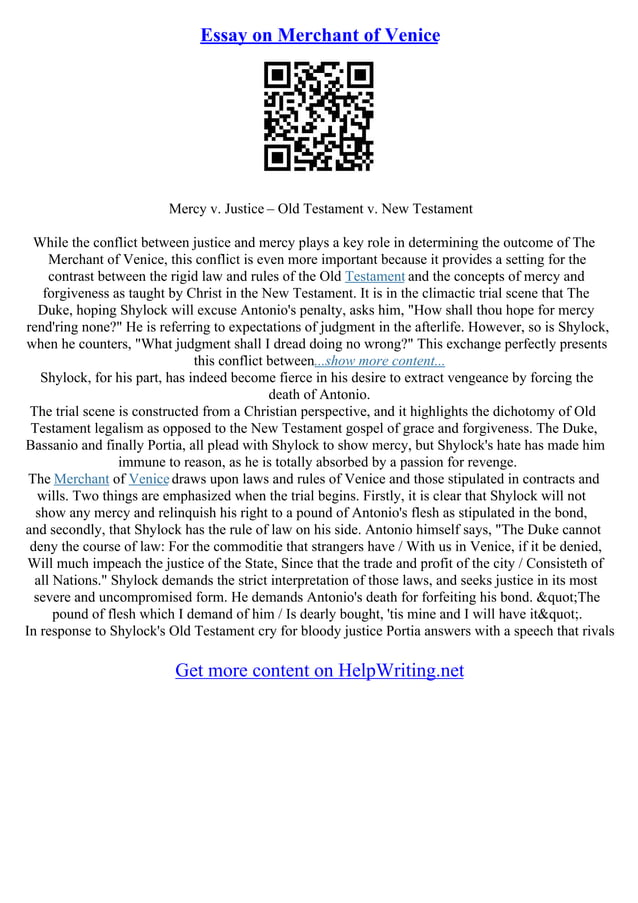 Essay On Merchant Of Venice | PDF