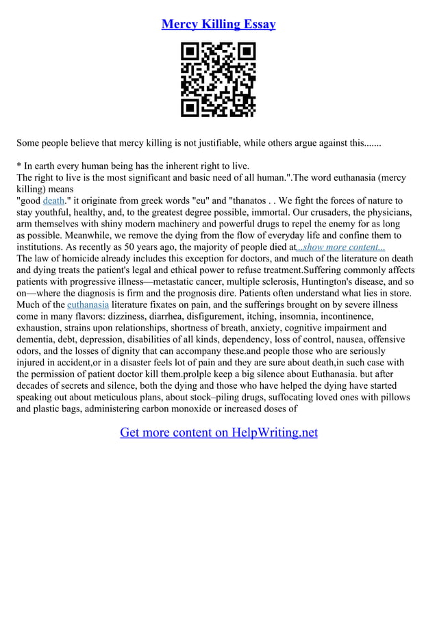 Essay On Mercy Killing | PDF