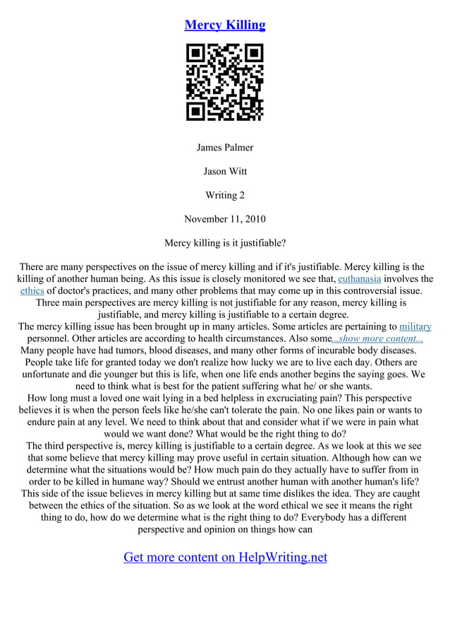 Essay On Mercy Killing | PDF