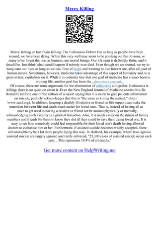 Essay On Mercy Killing | PDF