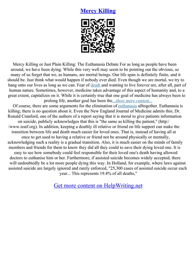 Essay On Mercy Killing | PDF