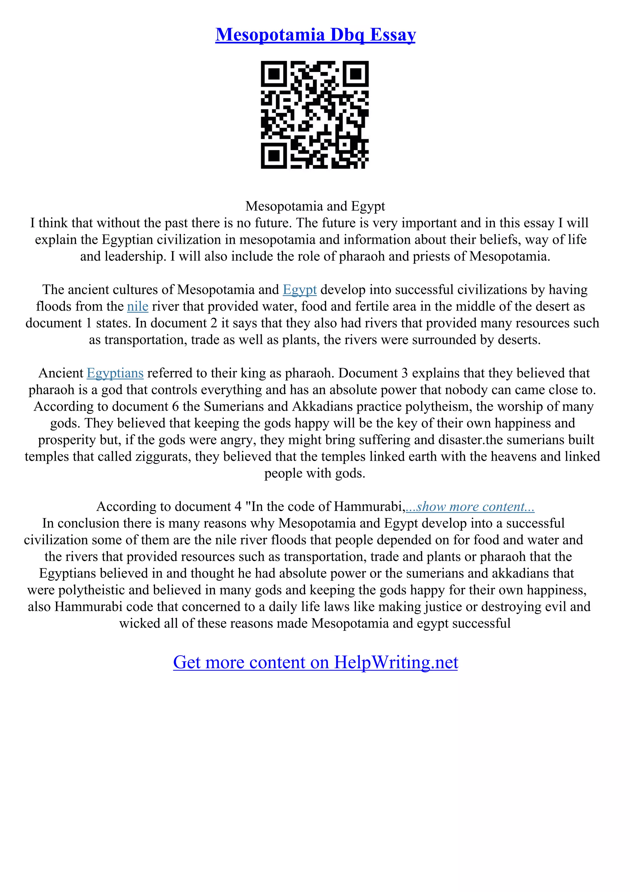 Essay On Mesopotamia | PDF