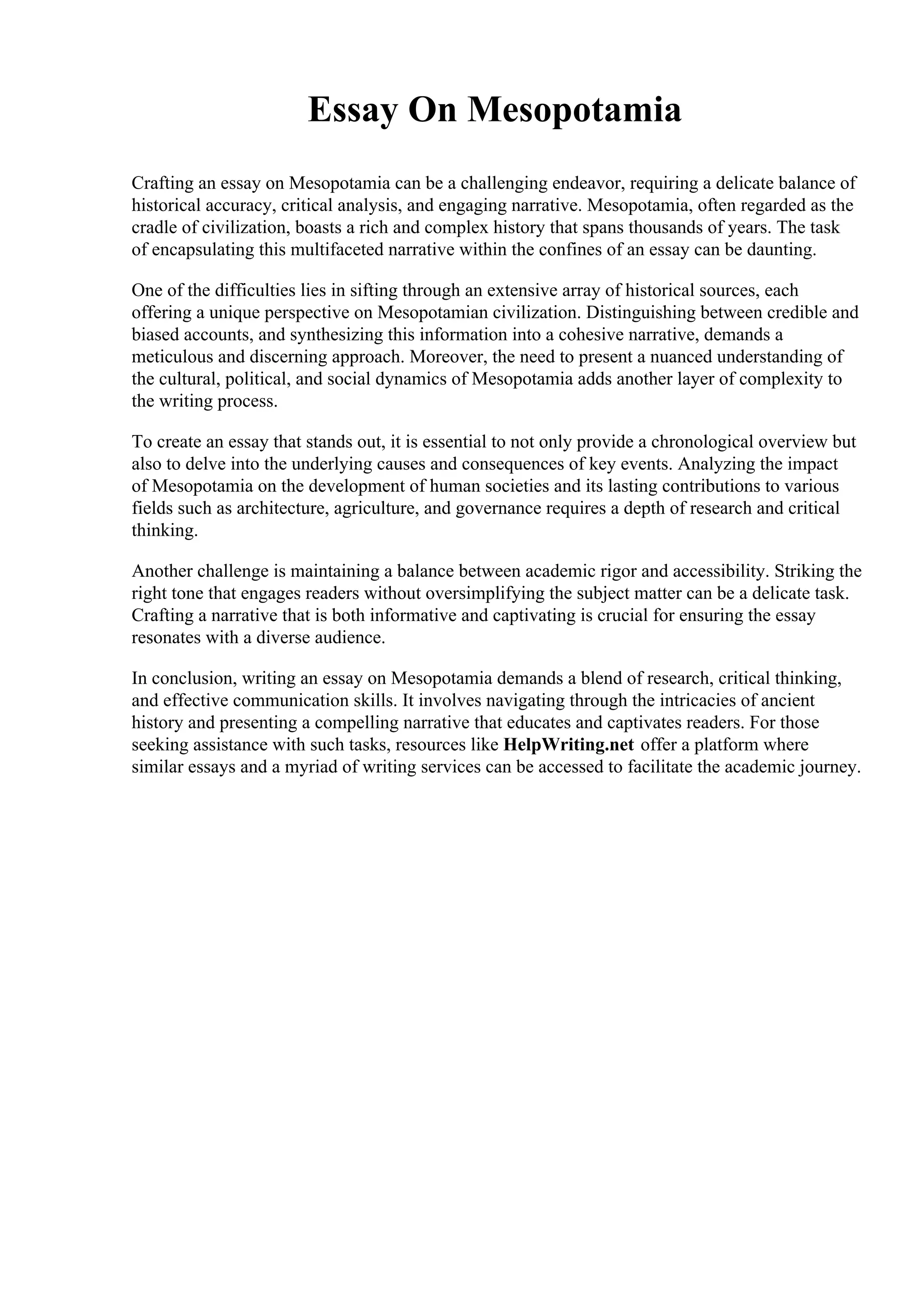 Essay On Mesopotamia.pdf | Homework and Study | Education