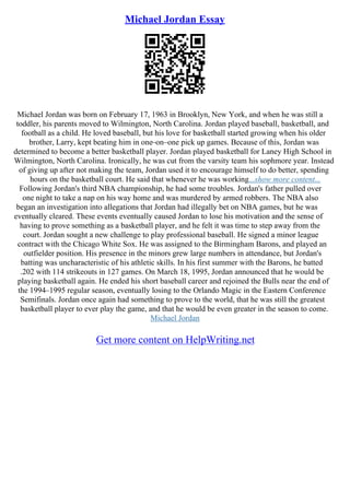 Essay On Michael Jordan | PDF