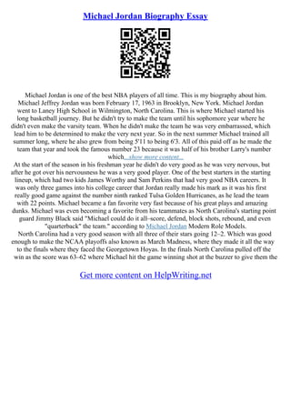 Essay On Michael Jordan | PDF