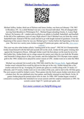 Essay On Michael Jordan | PDF