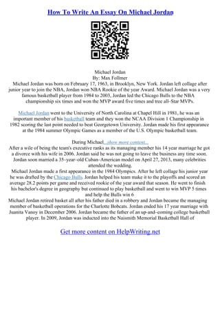 Essay On Michael Jordan | PDF