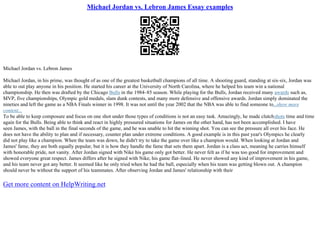 Essay On Michael Jordan | PDF