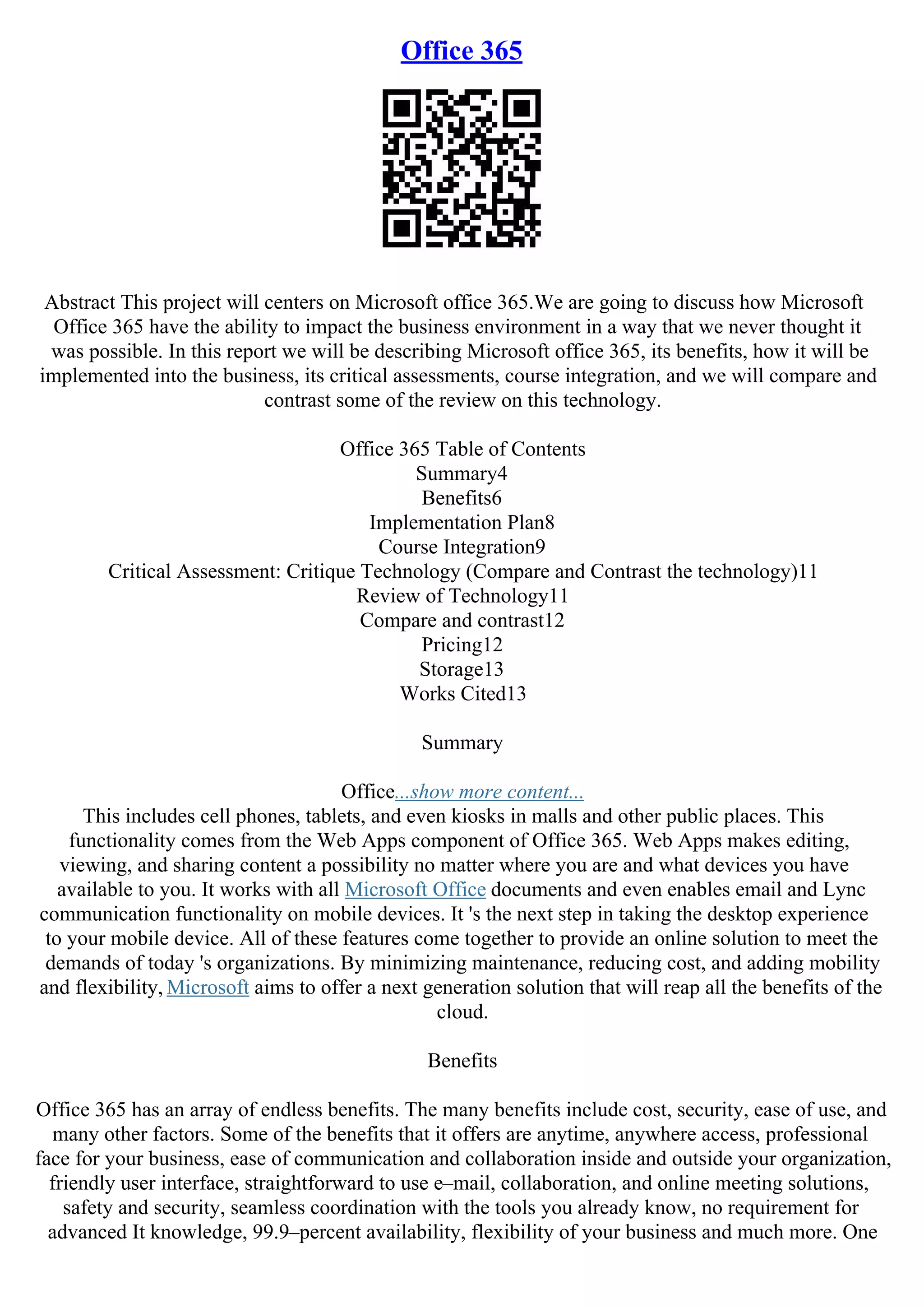 Essay On Microsoft Office | PDF