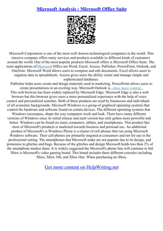 Essay On Microsoft Office | PDF